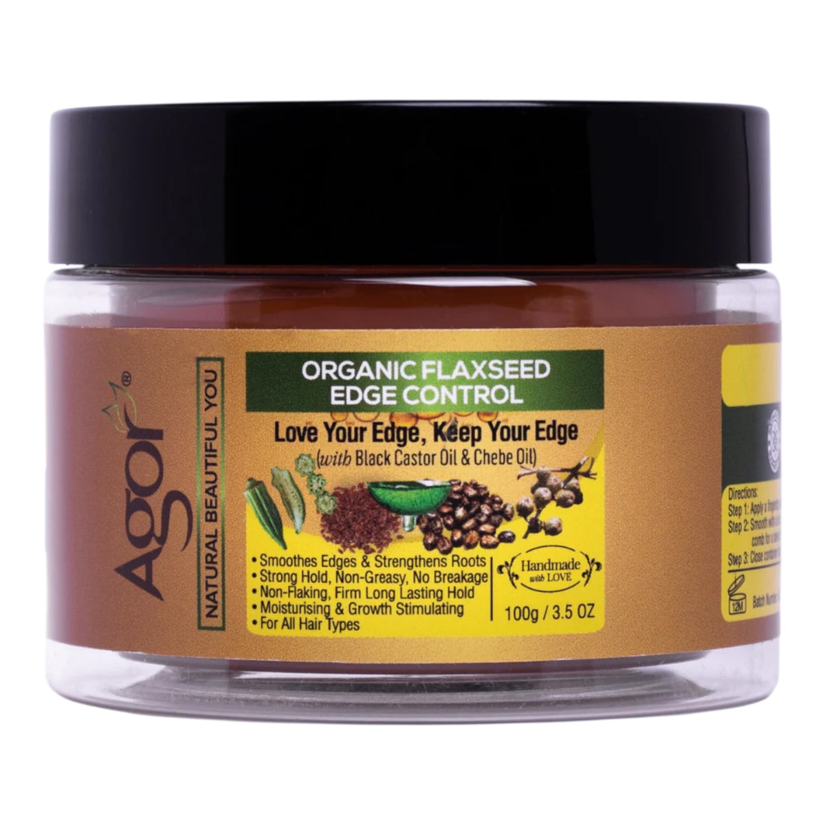 Agor Organic Flaxseed Edge Control Styling Gel – 100 g | Altohabesha